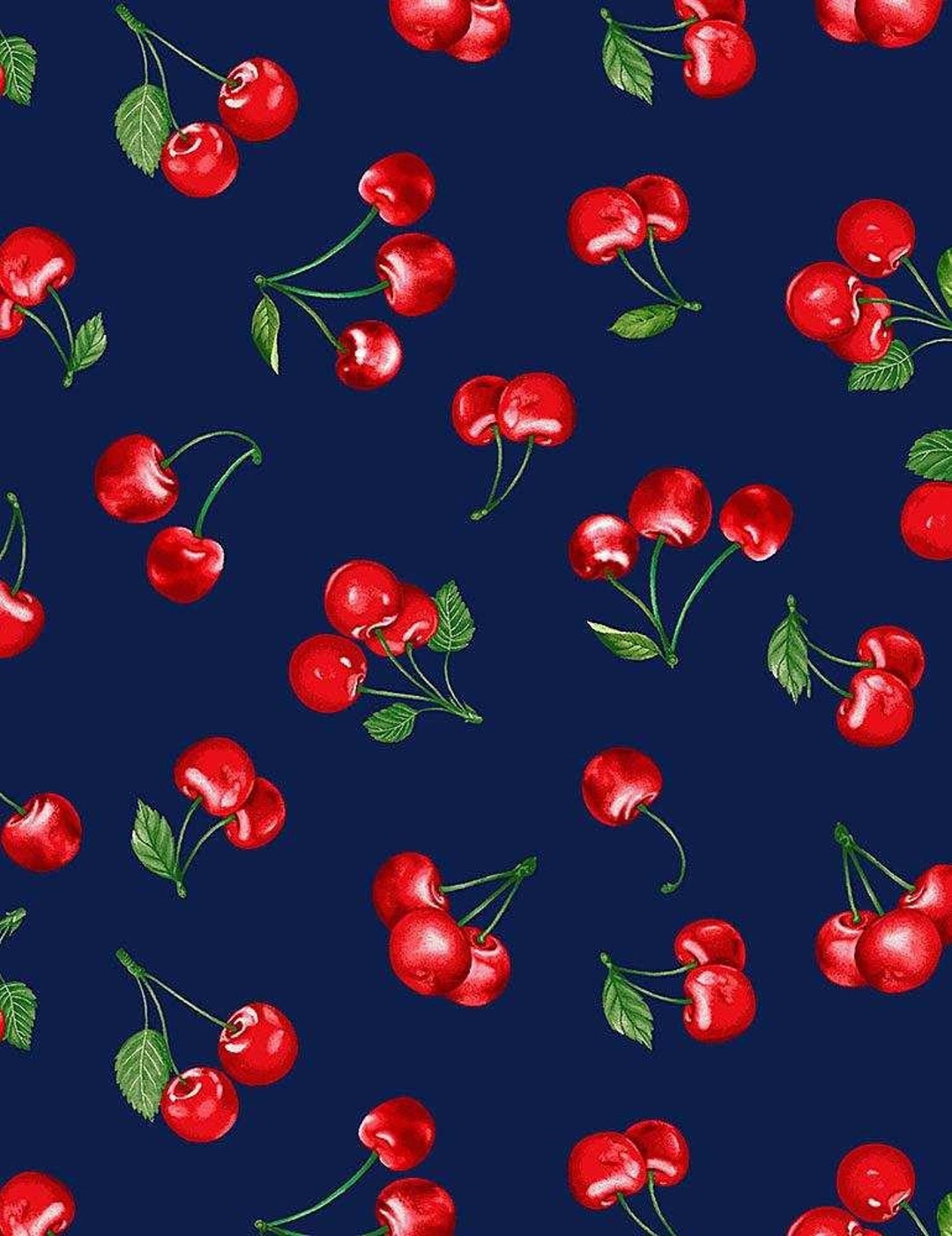 Fabric by the Yard Novelty Cherries Timeless Treasures Cherries on Navy - Etsy