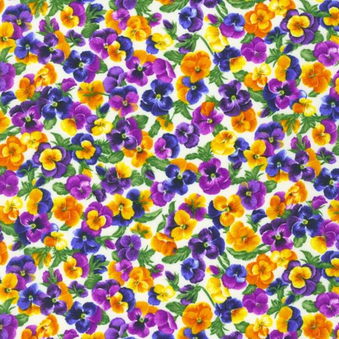 Fabric by the Yard Floral Robert Kaufman Brightly So, Purple Gold ...