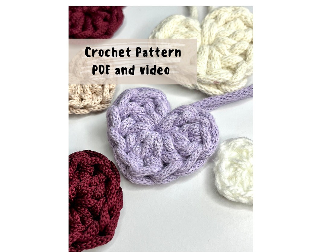 Crocheted Mini Heart Pattern. PDF and Video Tutorial. Crochet Keychain ...