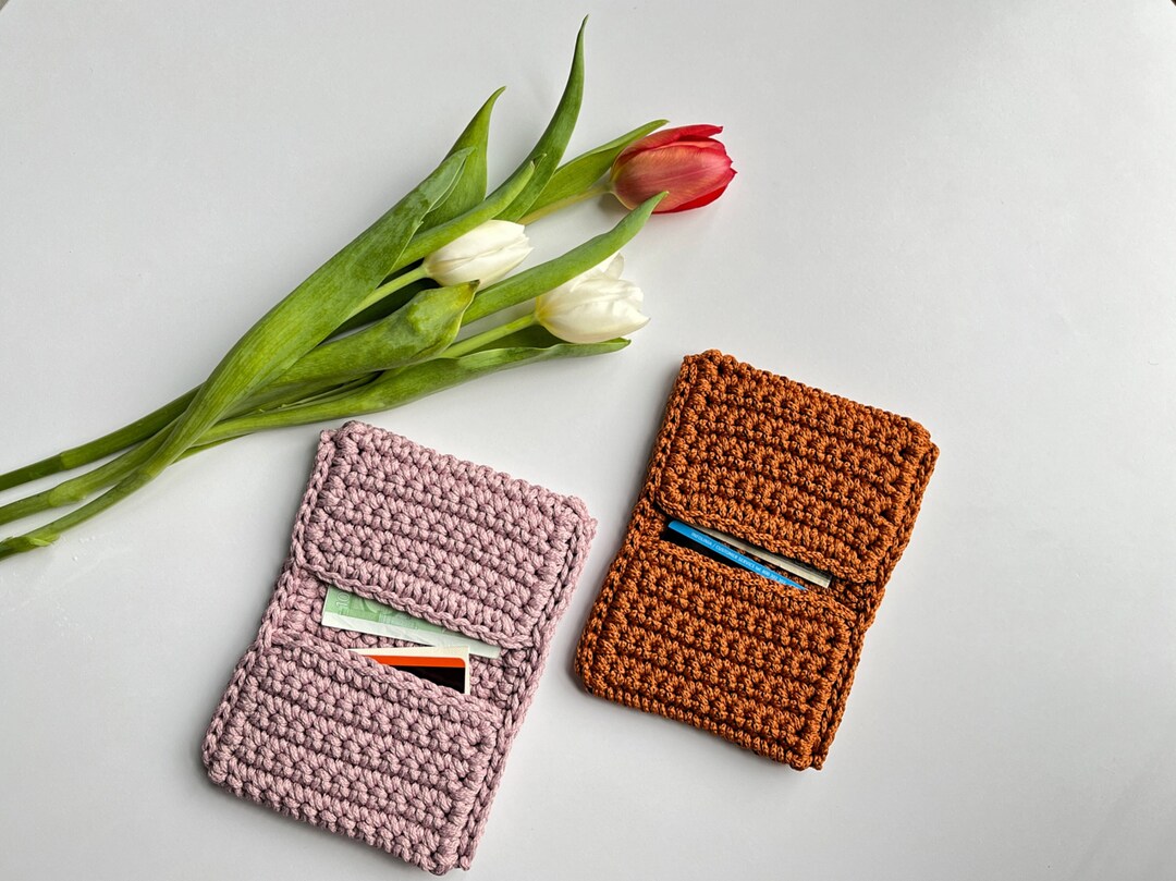 Crocheted Wallet Handmade Business Card Holder Knitted Small - Etsy