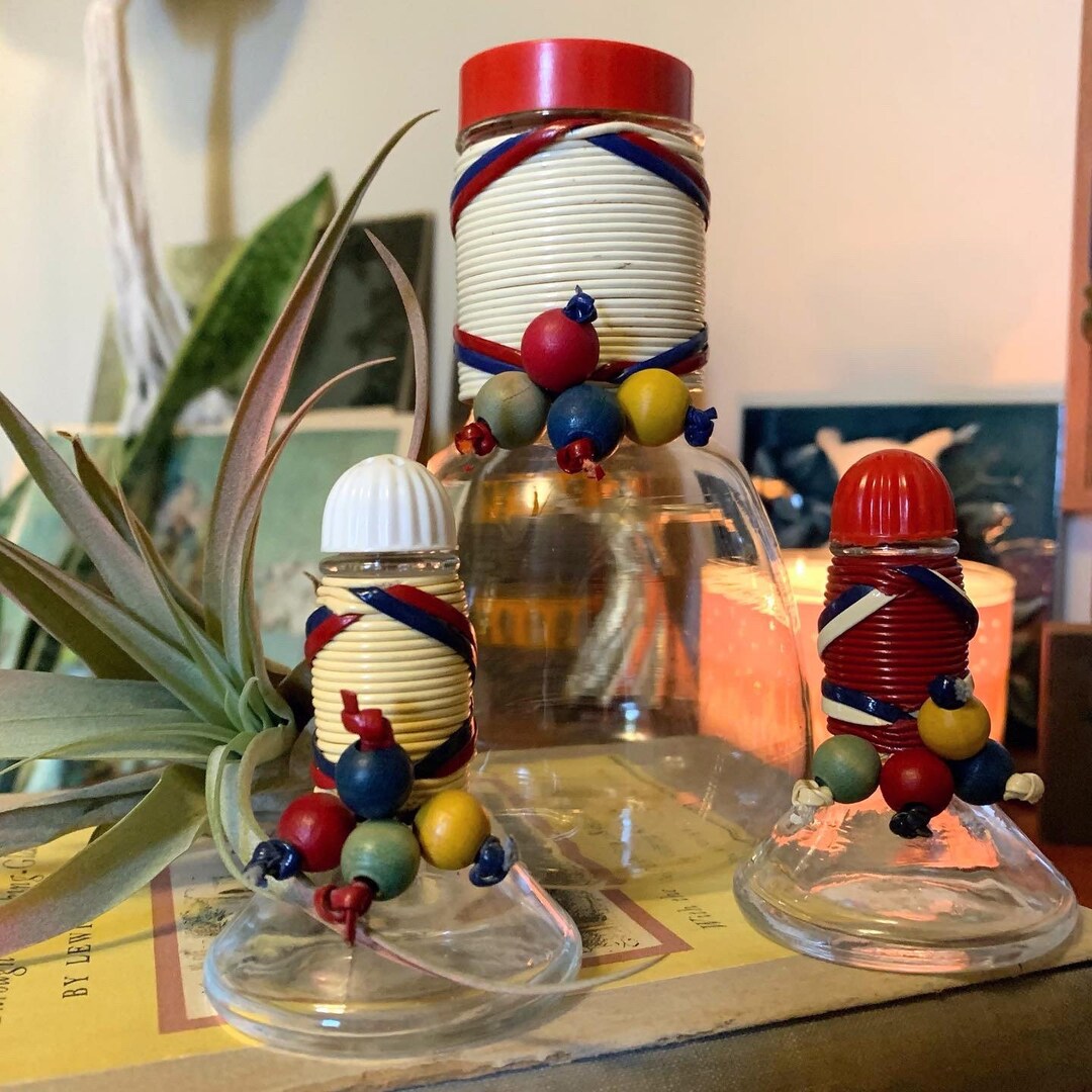 Vintage 50s Pyrex Decanter: Weico Glass Carafe With Cord & Beads - Etsy