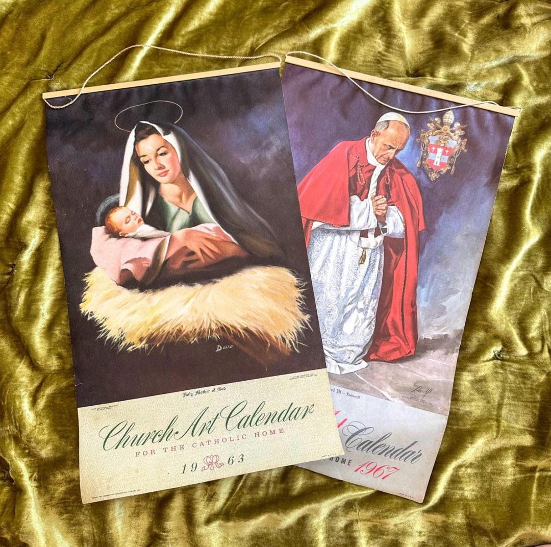 Vintage 1960s Catholic Church Art Calendars 1963 1967 - Etsy