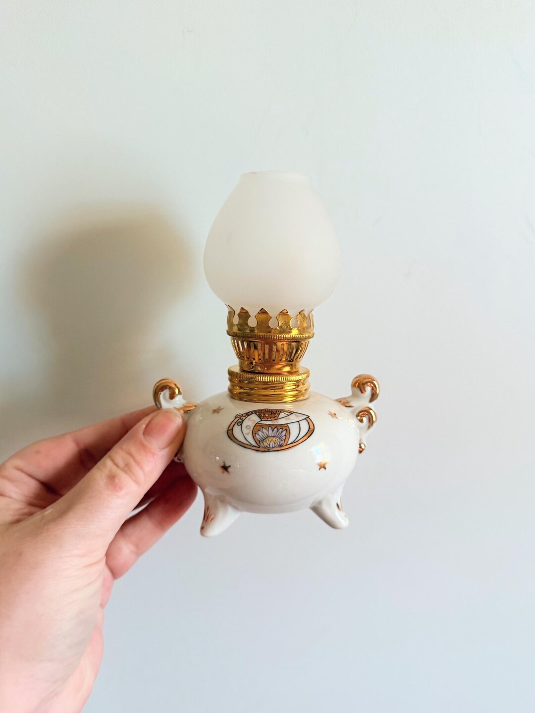 Vintage 1950s Masonic Miniature Porcelain Oil Lamp by HB Mackrides ...