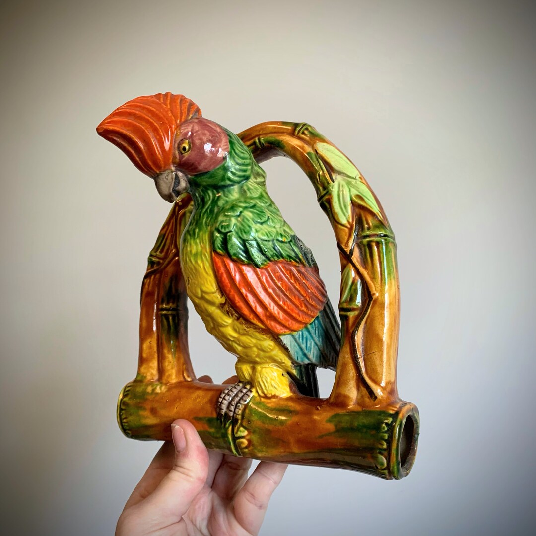 Vintage Ceramic Parrot Planter: Mid-century Island Decor - Etsy