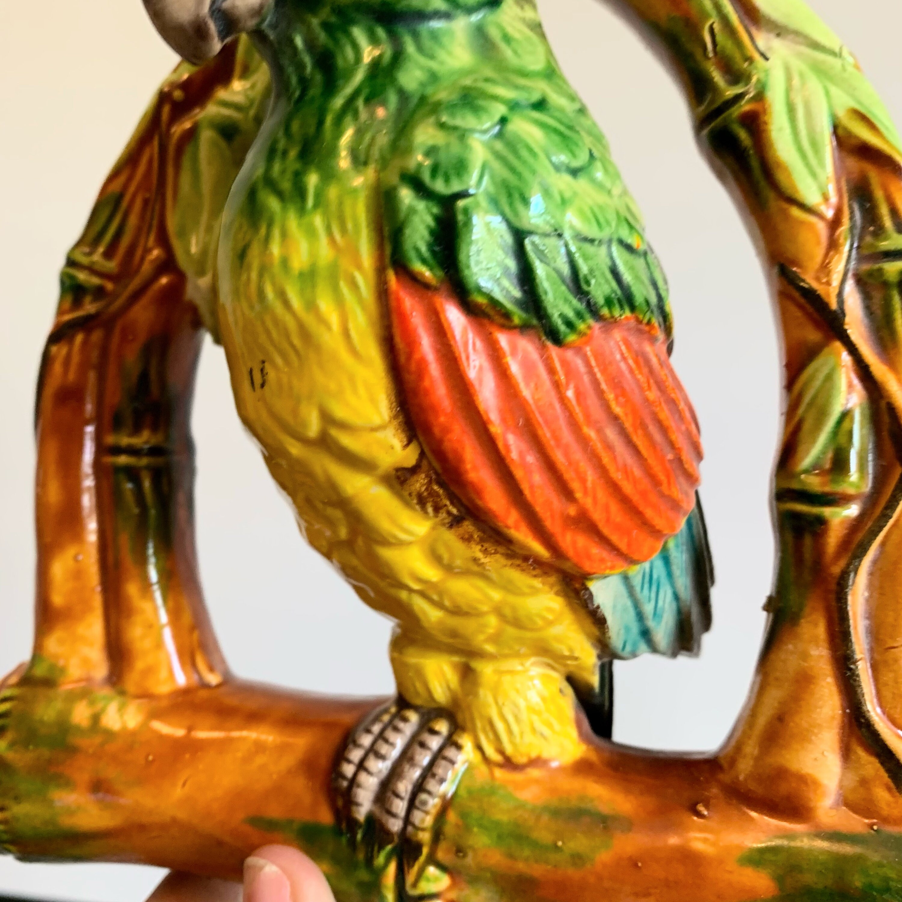 Vintage Ceramic Pottery Hanging Parrot Bird Planter / Orange - Etsy