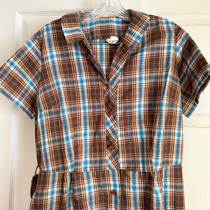 1950s Brown Plaid Dress - Etsy