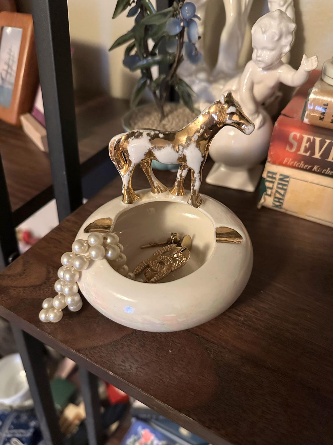 Vintage 1940s Iridescent Bone China Ashtray With 22k Gold Horse and ...
