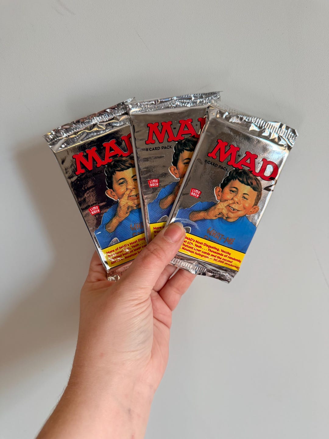Vintage 1992 Set of Three Unopened Lime Rock Alfred E. Newman Hologram ...