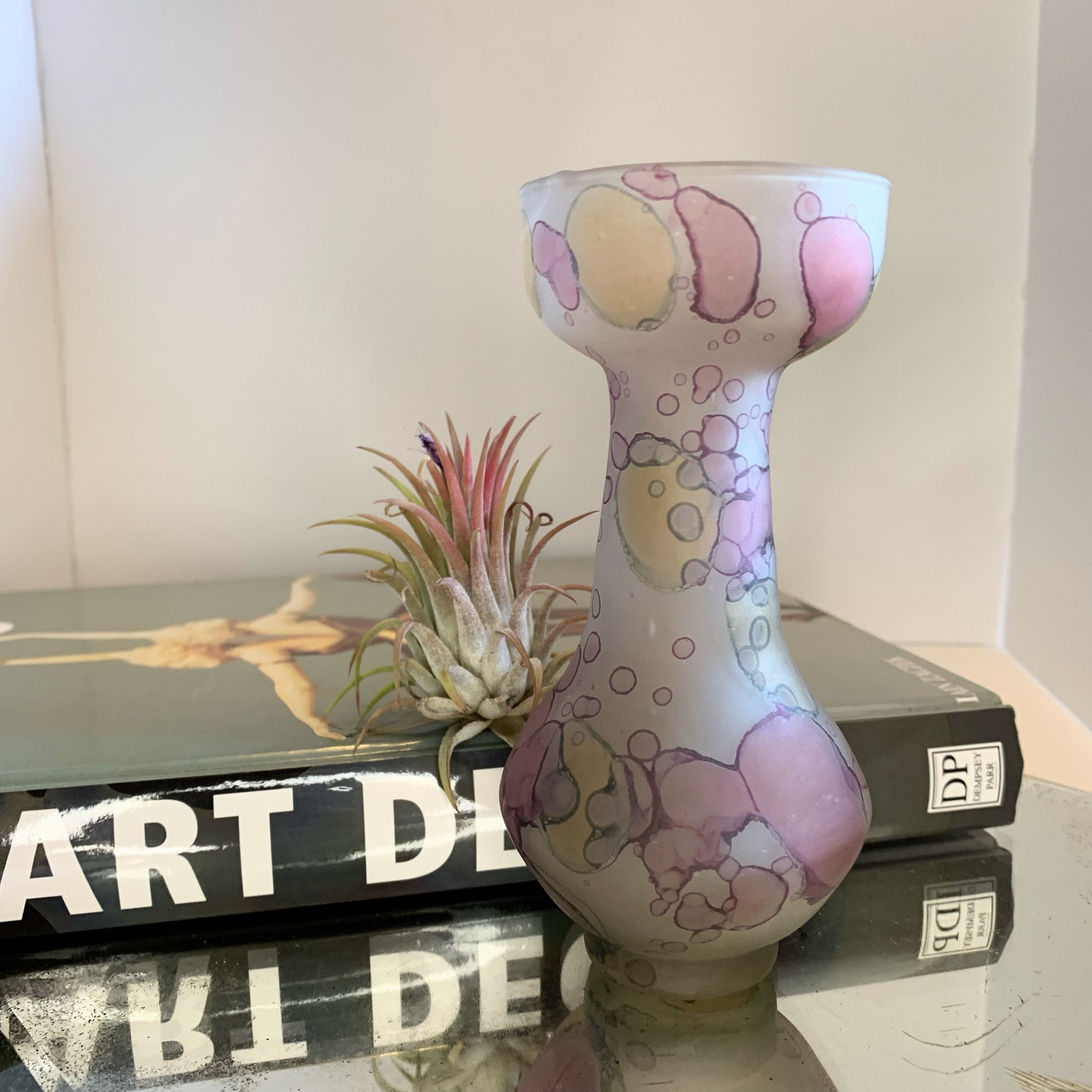 Vintage Ilanit Olamtov Hand Painted Glass Vase Made in | Etsy