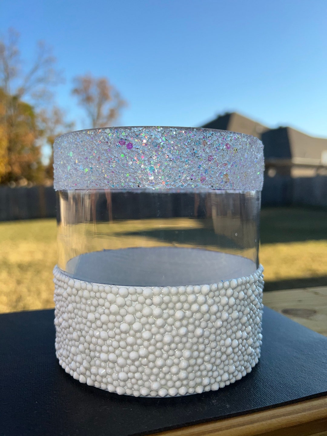 White Glitter and Blingy Vase - Etsy