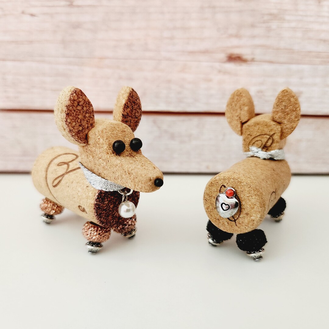 Wine Cork Corgi Figurine With Heart Butt Charm, Unique Gift for Corgi ...