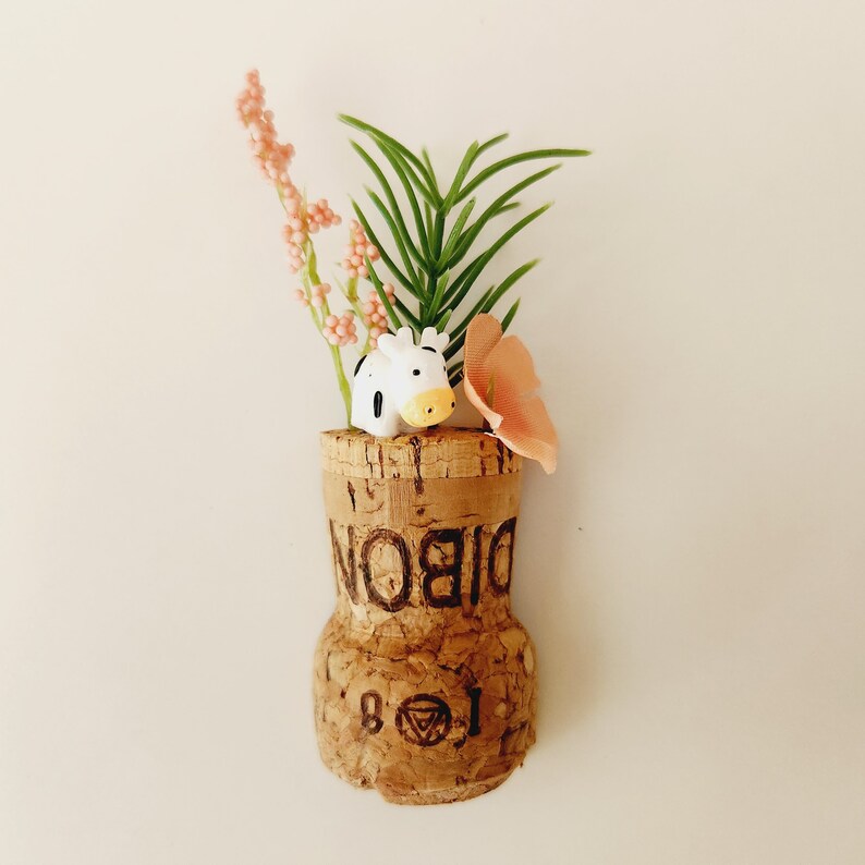 Cute Cow Fridge Magnets Set of 3 Champagne Cork Faux Flower - Etsy