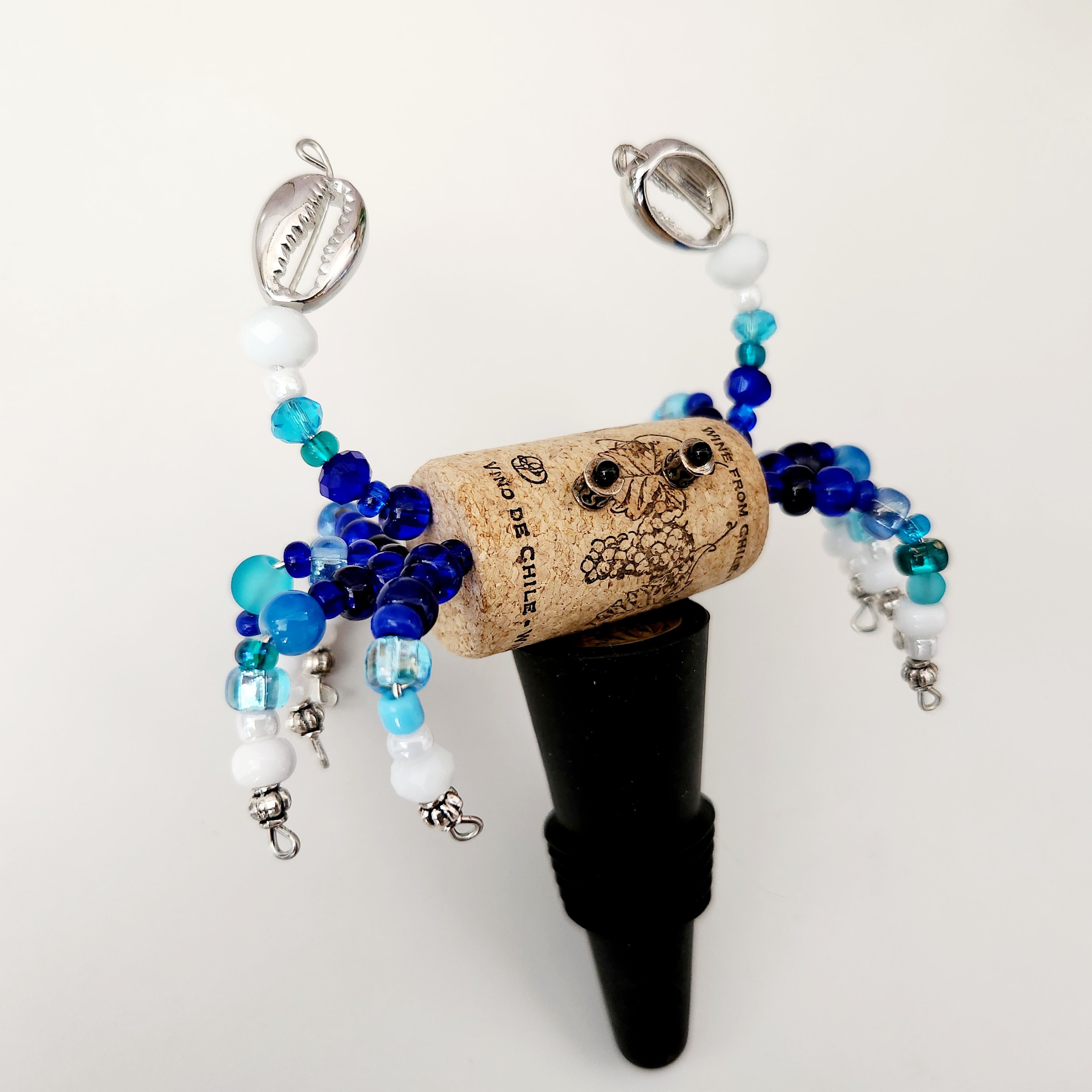 Wine Cork Blue Crab Wine Stopper, Nautical Home Bar Decor, Cute Beachy ...