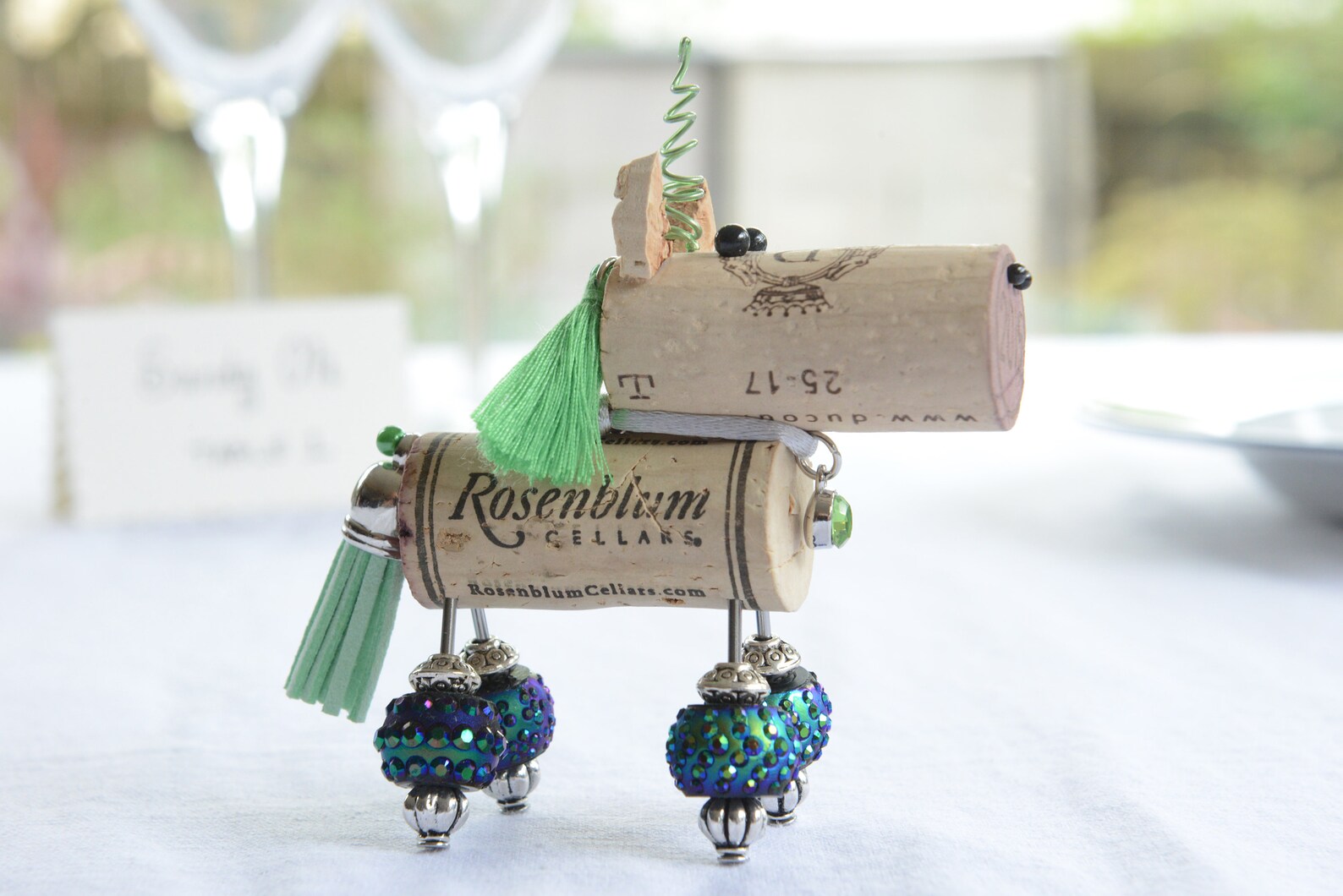 Wine Cork Green Unicorn Figurine, Enchanted Wedding Favor, Tiered Tray ...