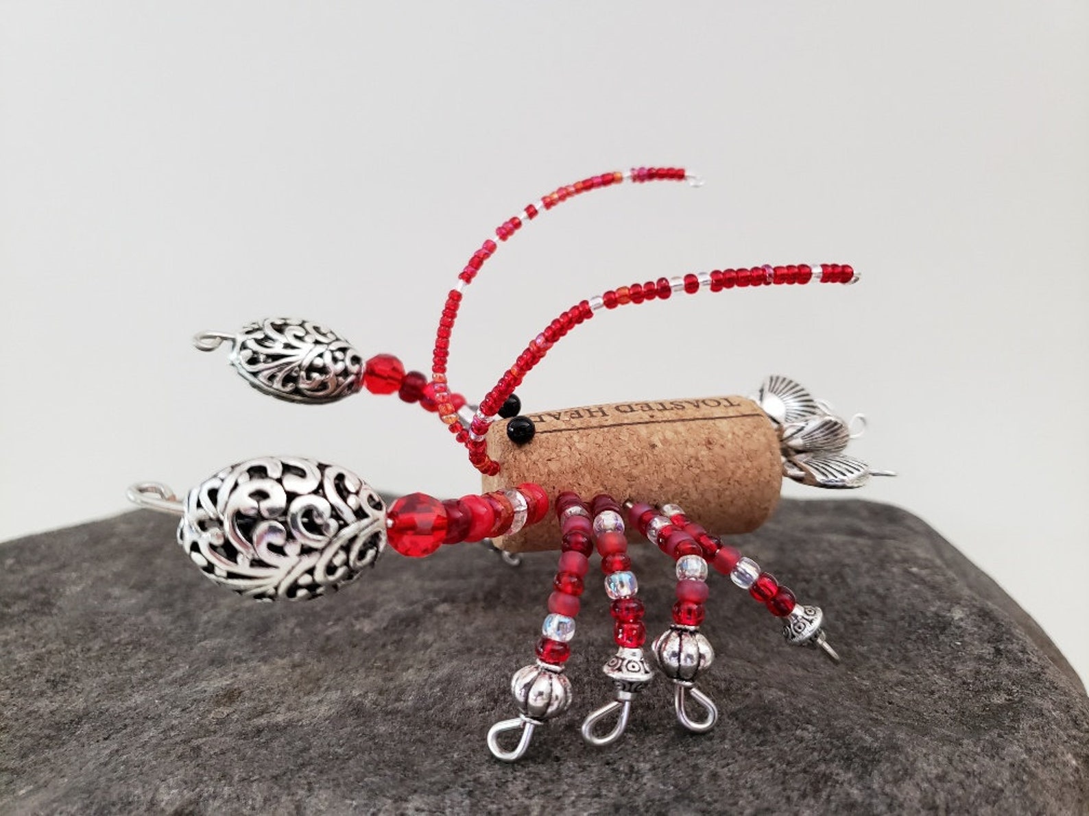 Wine Cork Red Lobster Figurine, Ocean Lover, Beach House Decor, Beach ...