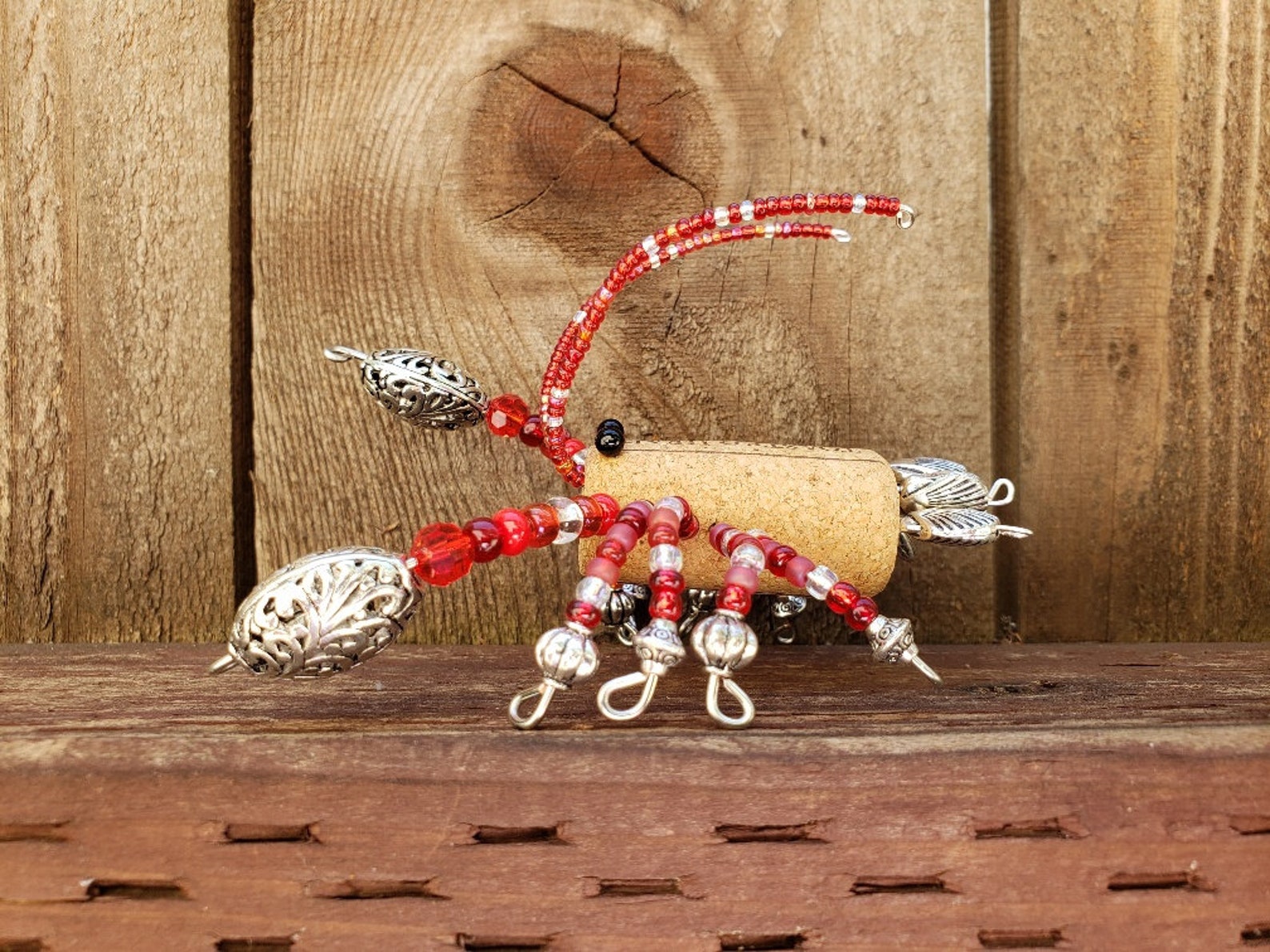 Wine Cork Red Lobster Figurine, Ocean Lover, Beach House Decor, Beach ...