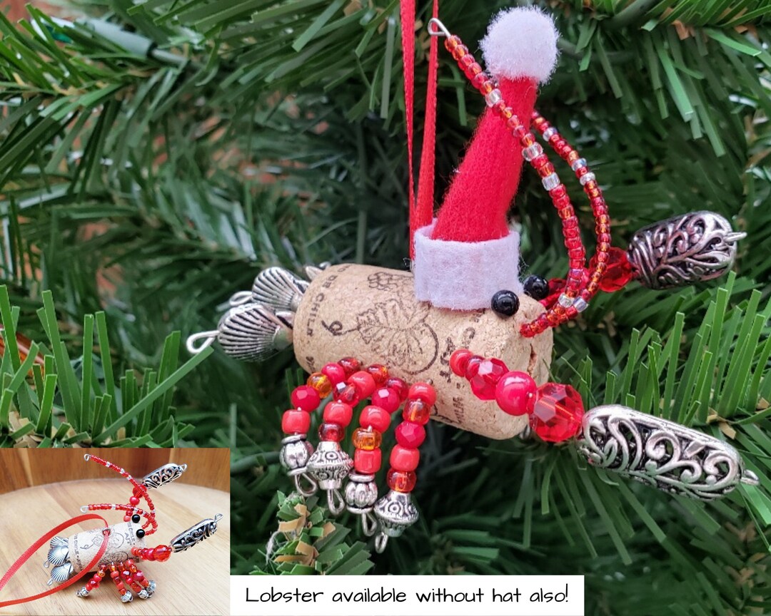 Wine Cork Lobster Christmas Ornament, Nautical Coastal Theme Tree ...