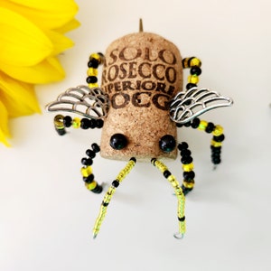 Champagne Cork Bumble Bee Ornament, Cute Table Decor for Bee Themed ...