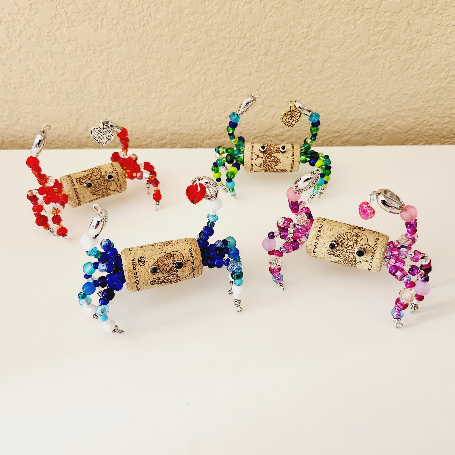 Wine Cork Beaded Blue Crab Ornament, Unique Beach Themed Wedding Gift ...