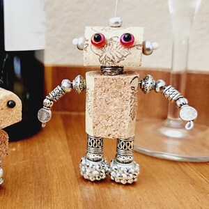 Retro Robot Sculpture, Wine Cork Beaded Figurine, Unique Gift Idea for ...
