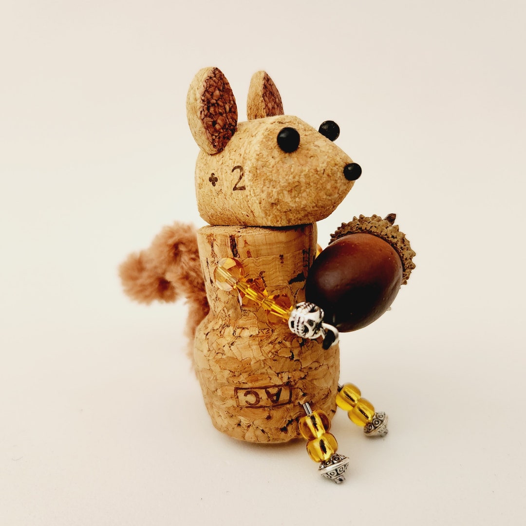 Champagne and Wine Cork Squirrel Figurine, Cute Woodland Creature Gift ...