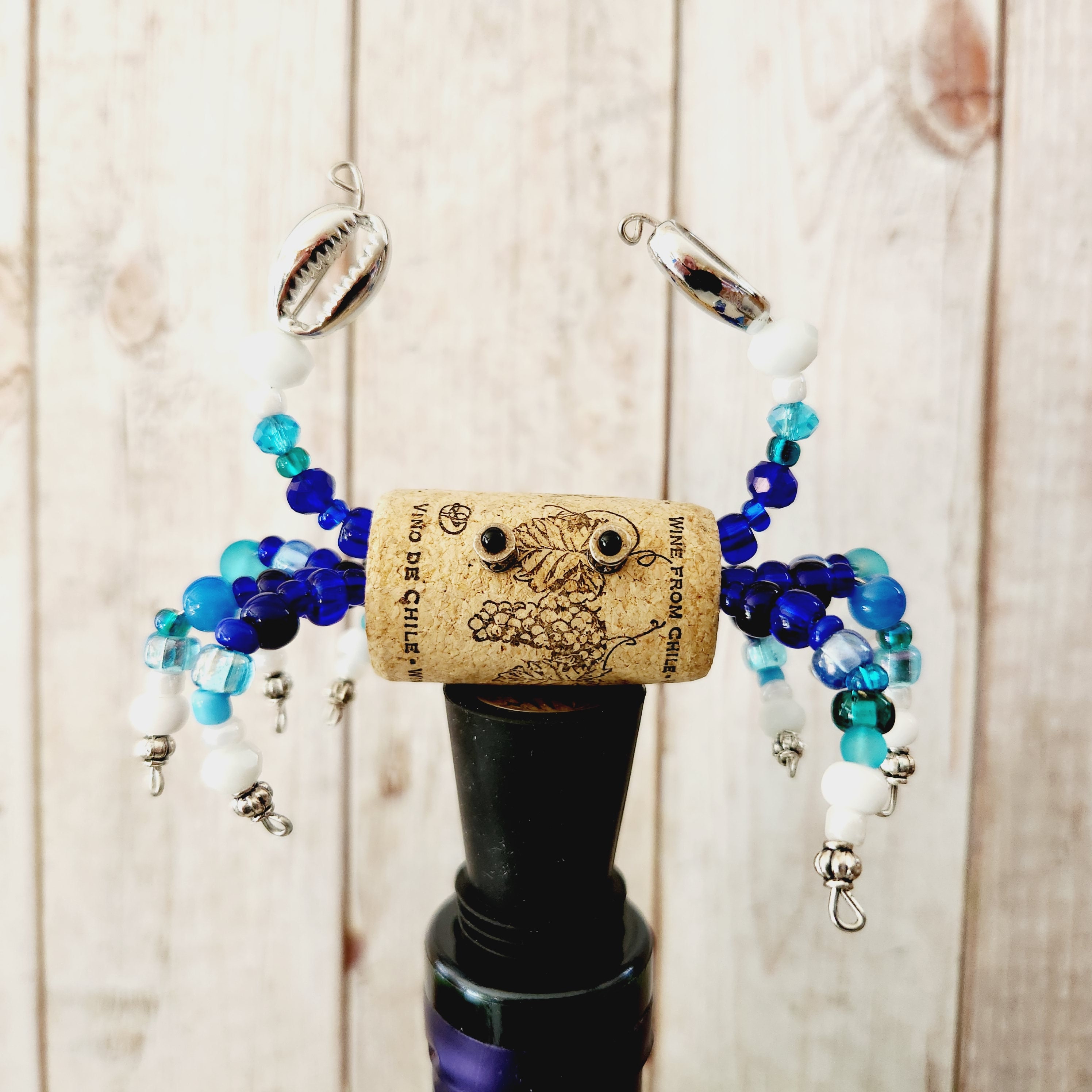Wine Cork Blue Crab Wine Stopper, Nautical Home Bar Decor, Cute Beachy ...