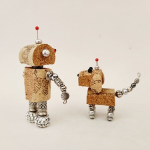 Retro Robot Sculpture, Wine Cork Beaded Figurine, Unique Gift Idea for ...