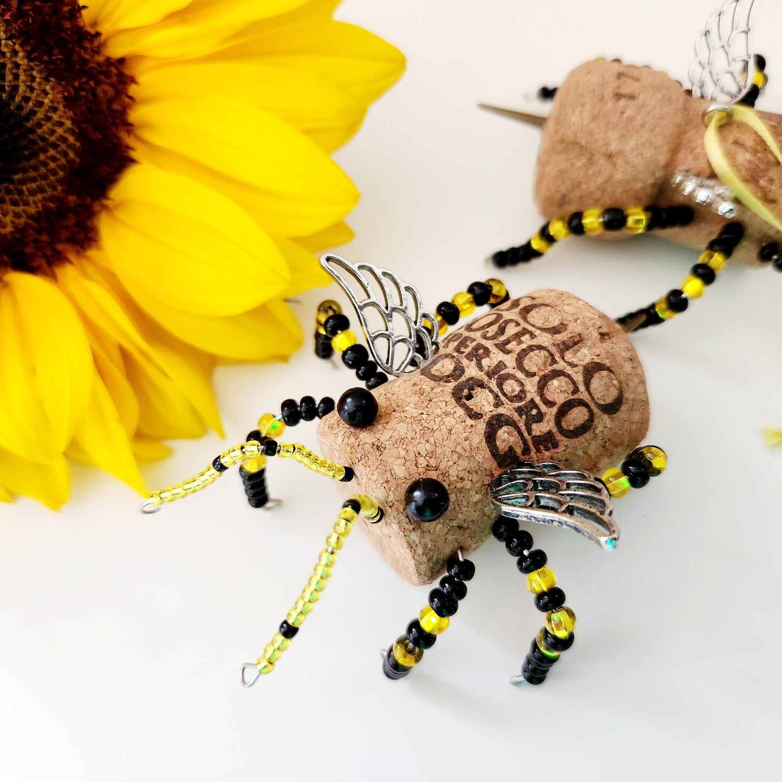Champagne Cork Bumble Bee Ornament, Cute Table Decor for Bee Themed ...