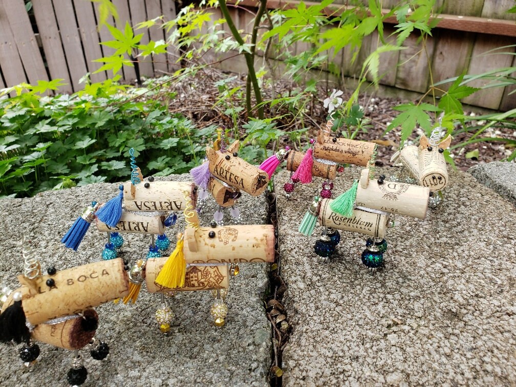 Wine Cork Green Unicorn Figurine, Enchanted Wedding Favor, Tiered Tray ...