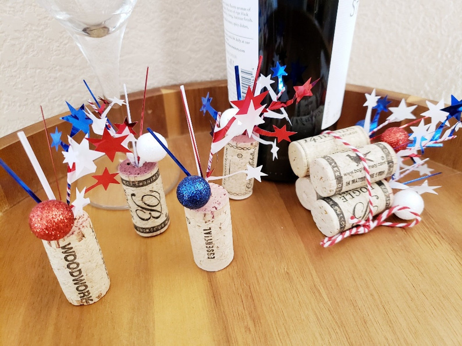Set of 4 Wine Cork Firecrackers 4th of July BBQ Party Hostess - Etsy