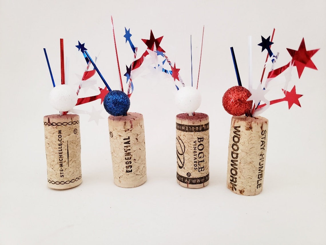 Set of 4 Wine Cork Firecrackers 4th of July BBQ Party Hostess - Etsy