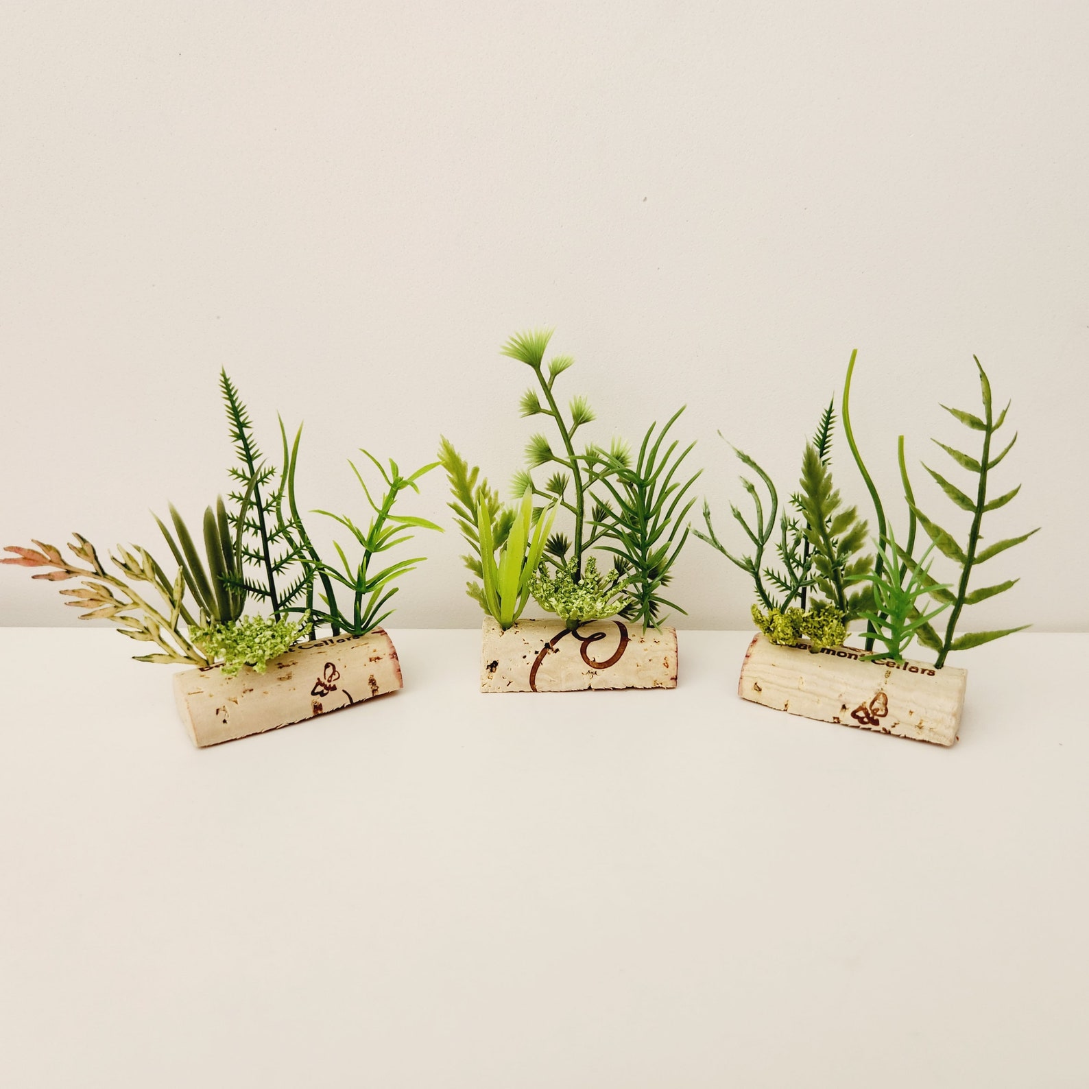 Set of 3 Wine Cork Fake Desk Plants, Fun Cubicle Office Accessory ...