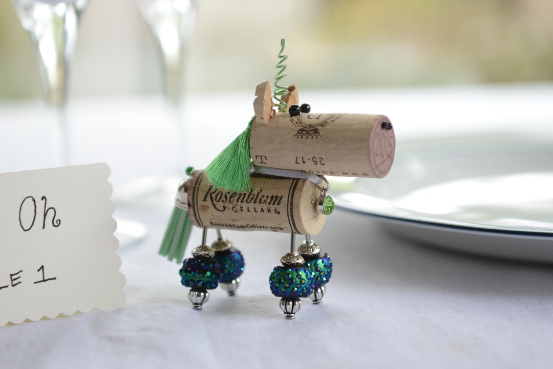 Wine Cork Green Unicorn Figurine, Enchanted Wedding Favor, Tiered Tray ...