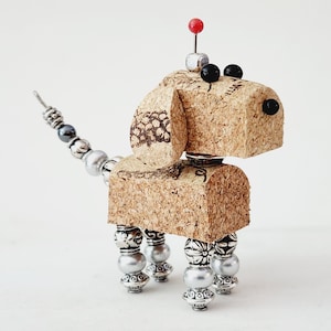Retro Robot Sculpture, Wine Cork Beaded Figurine, Unique Gift Idea for ...