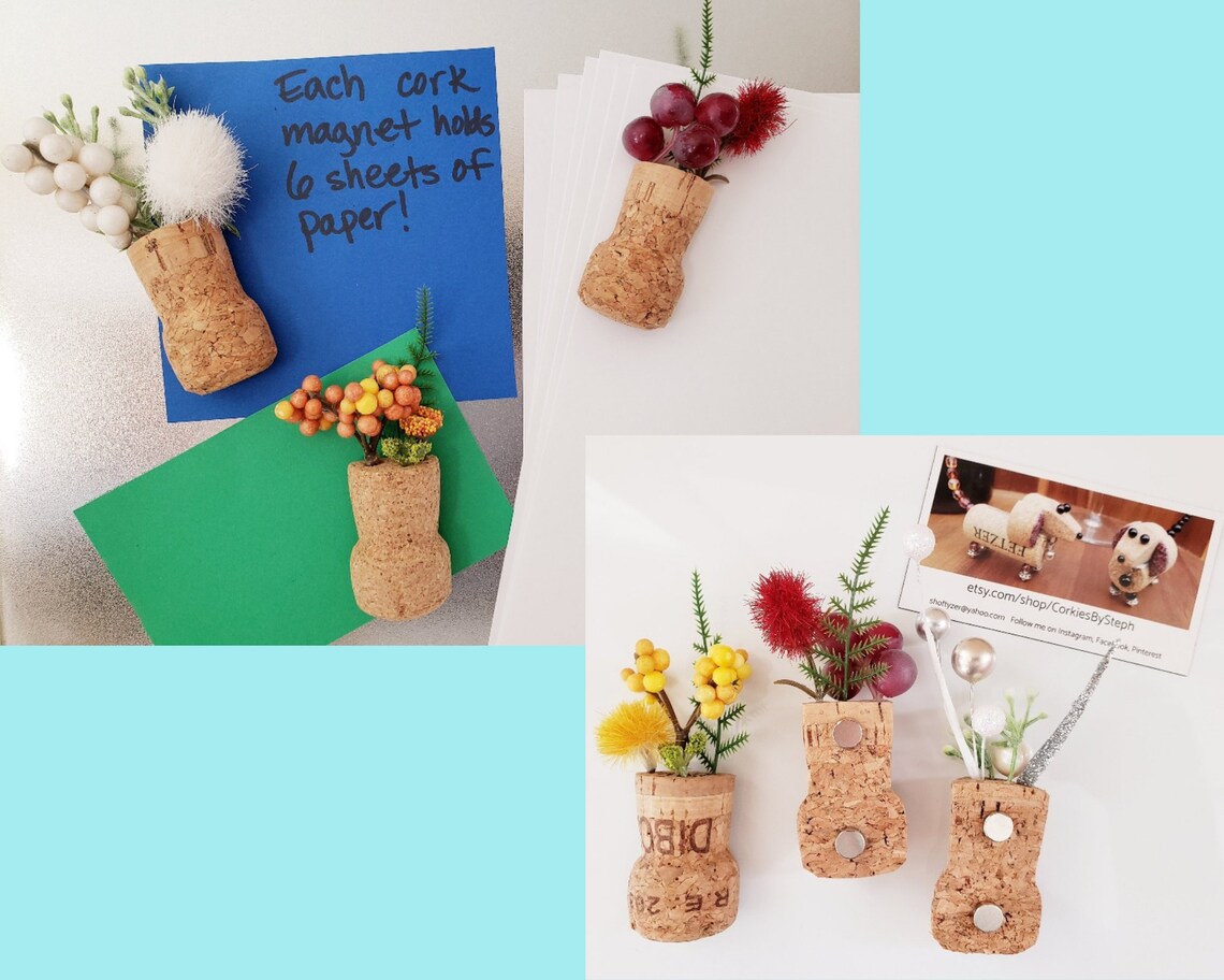 Spring Flower Fridge Magnets Set of 3 Champagne Corks - Etsy