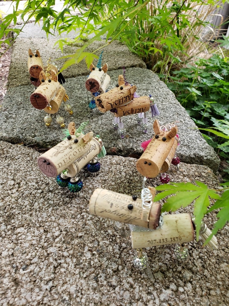 Wine Cork Green Unicorn Figurine, Enchanted Wedding Favor, Tiered Tray ...