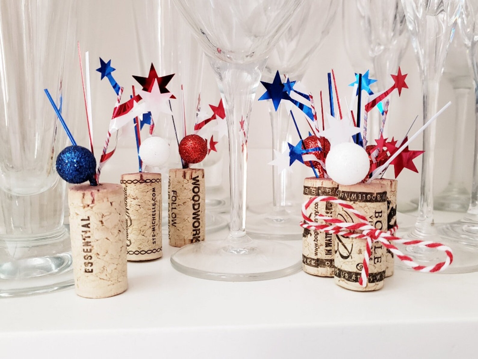 Set of 4 Wine Cork Firecrackers 4th of July BBQ Party Hostess - Etsy