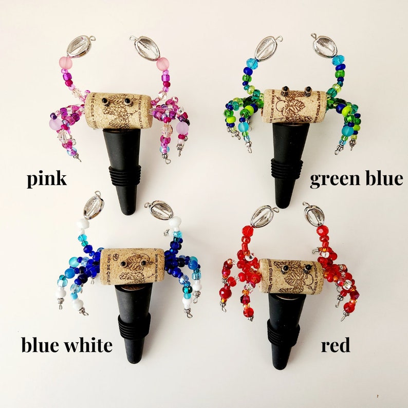 Wine Cork Blue Crab Wine Stopper, Nautical Home Bar Decor, Cute Beachy ...