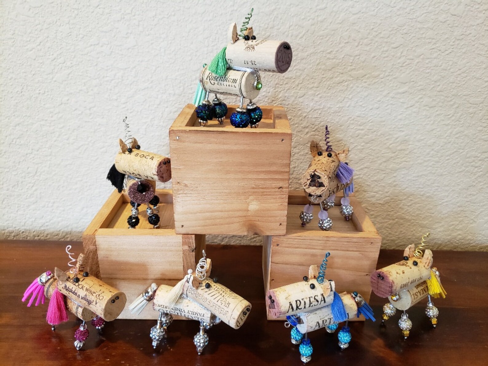Wine Cork Gold Unicorn Figurine, Enchanted Wedding Favor, Tiered Tray ...