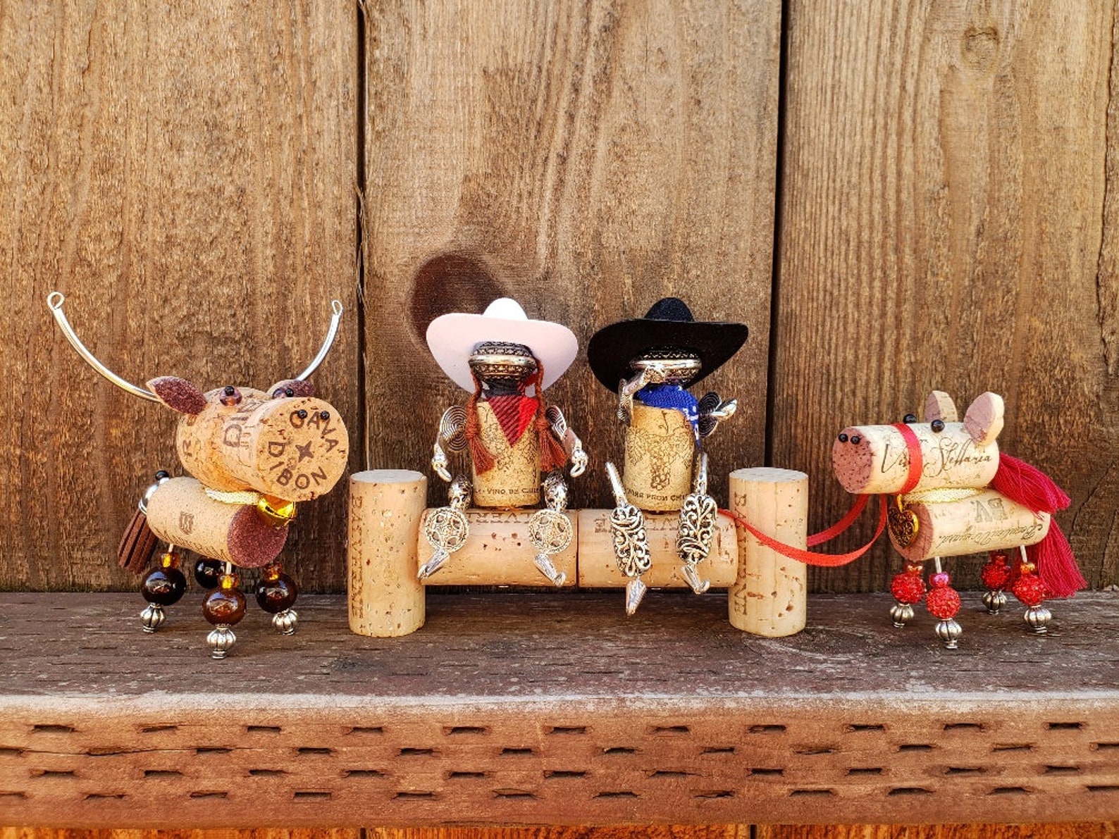 Wine Cork Cowgirl Western Decor for Home Bar, Desk, Tiered Tray, Shelf ...
