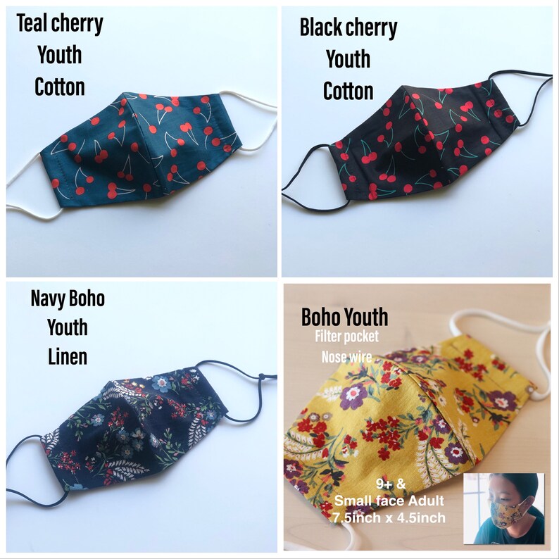 Youth Face Mask With Filter Pocket/christmas Mask/kids Mask/ | Etsy