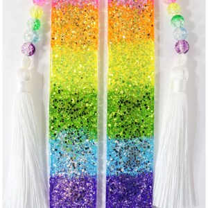 Pastel Rainbow Glitter Gradient Bookmark With Bead Tassel Colorful ...