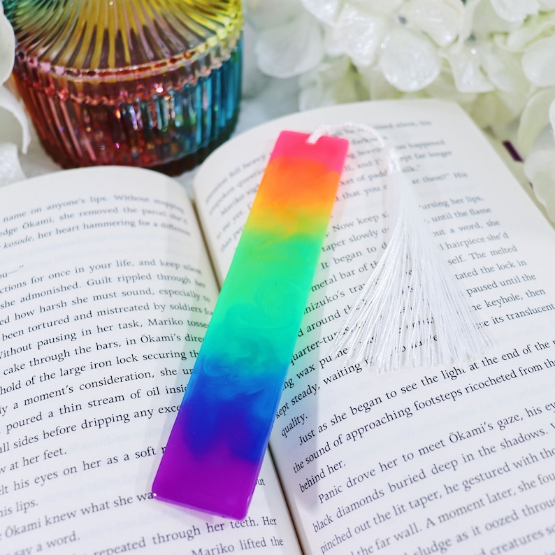 Glow in the Dark Rainbow Resin Bookmark With Tassel - Etsy