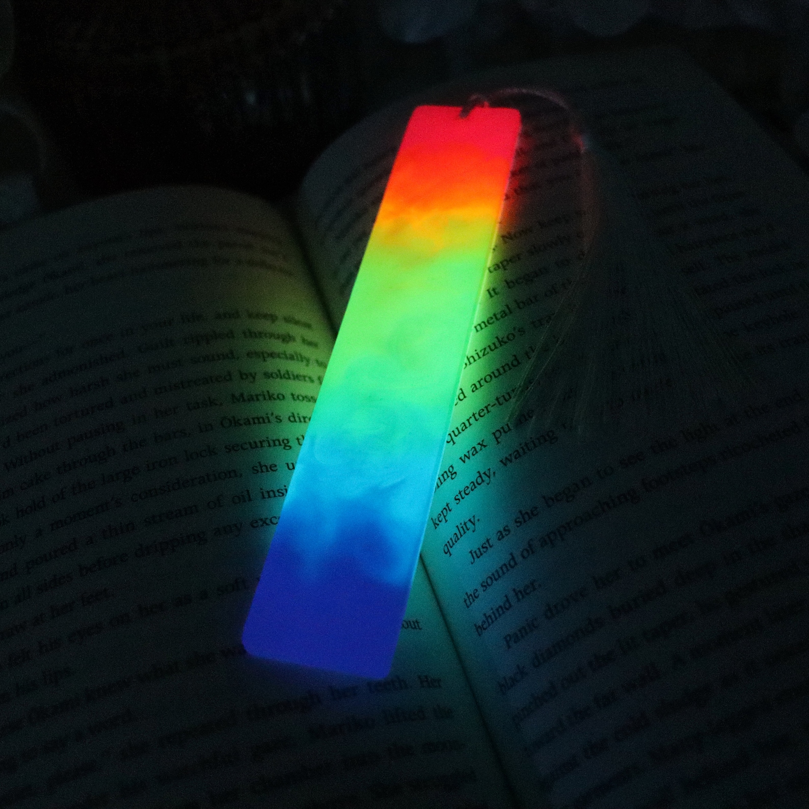 Glow in the Dark Rainbow Resin Bookmark With Tassel - Etsy