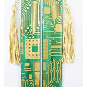 Computer Circuit Board Pattern Bookmark With Gold Tassel - Etsy