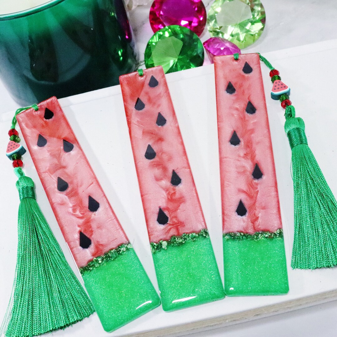Watermelon Resin Bookmark With Watermelon Slice Tassel - Etsy