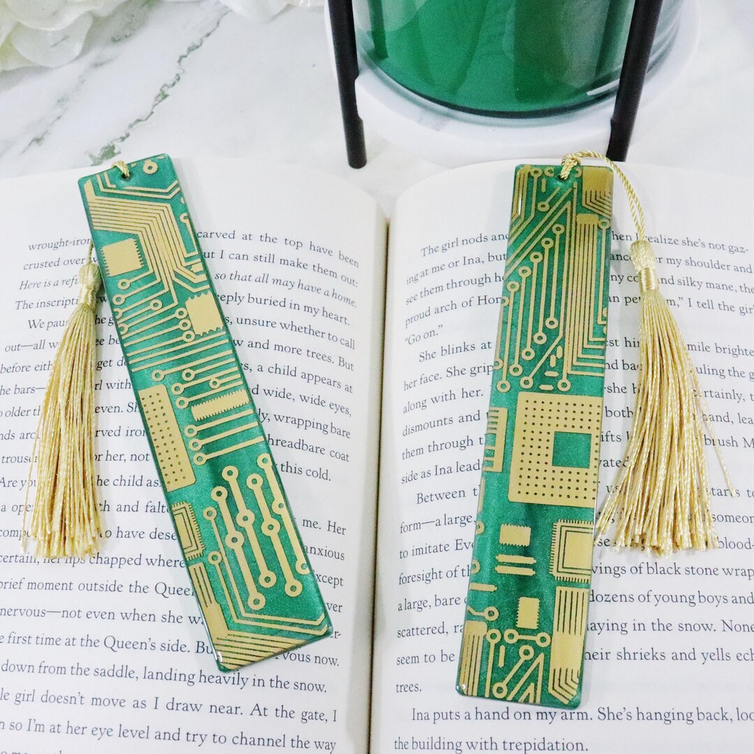 Computer Circuit Board Pattern Bookmark With Gold Tassel - Etsy