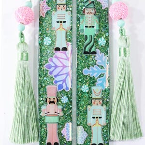 Pastel Nutcrackers Bookmark With Beaded Tassel Pretty Christmas Book ...