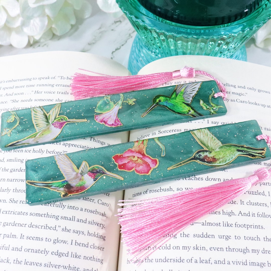Hummingbirds and Flowers Bookmark | Resin Book Mark | Mother's Day Gift ...