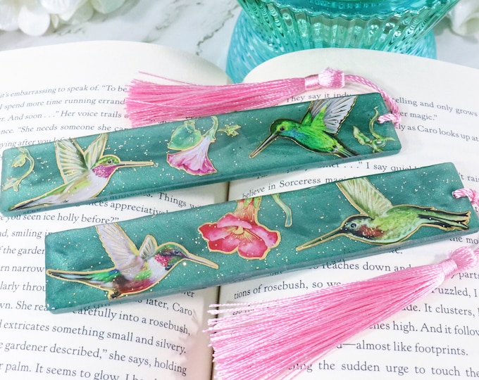 Hummingbirds and Flowers Bookmark Resin Book Mark Mother's Day Gift ...